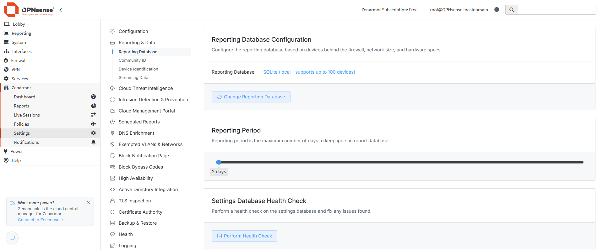 Managing Reporting Database on OPNsense - zenarmor.com